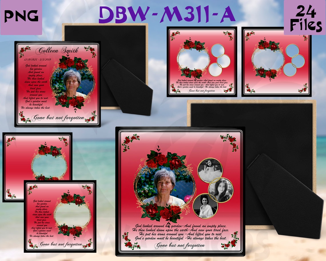 Red Roses memorial photo template digital download MEGA SET 24 | Etsy