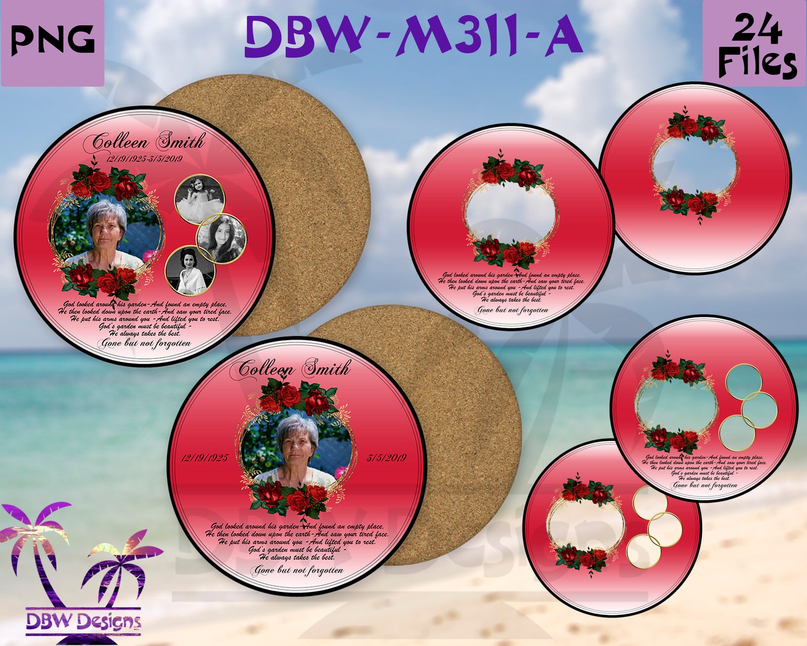 Red Roses Memorial Photo Template Digital Download MEGA SET 24 - Etsy