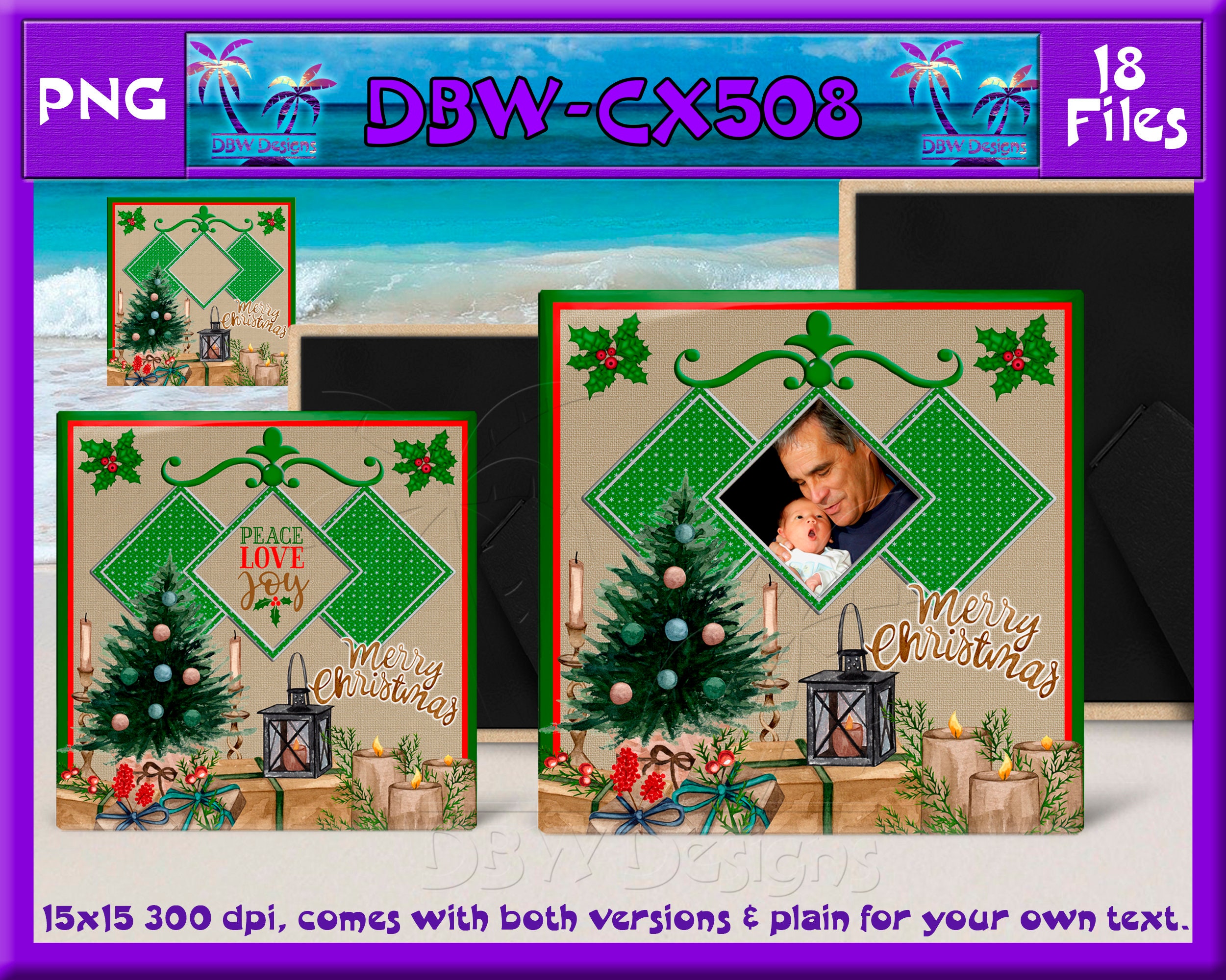Vintage Christmas Photo Template Digital Design Retro Presents - Etsy
