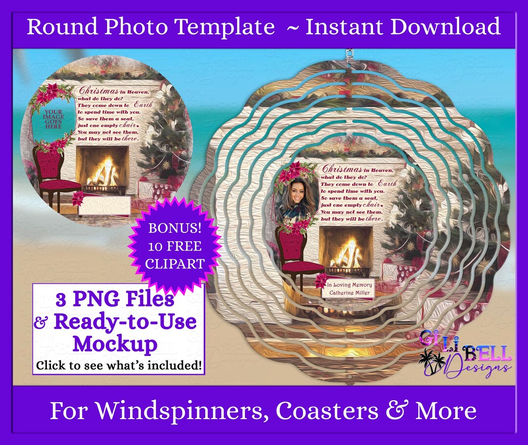 Memorial Christmas Photo PNG With Heaven Poem, Red Chair & Poinsettias ...