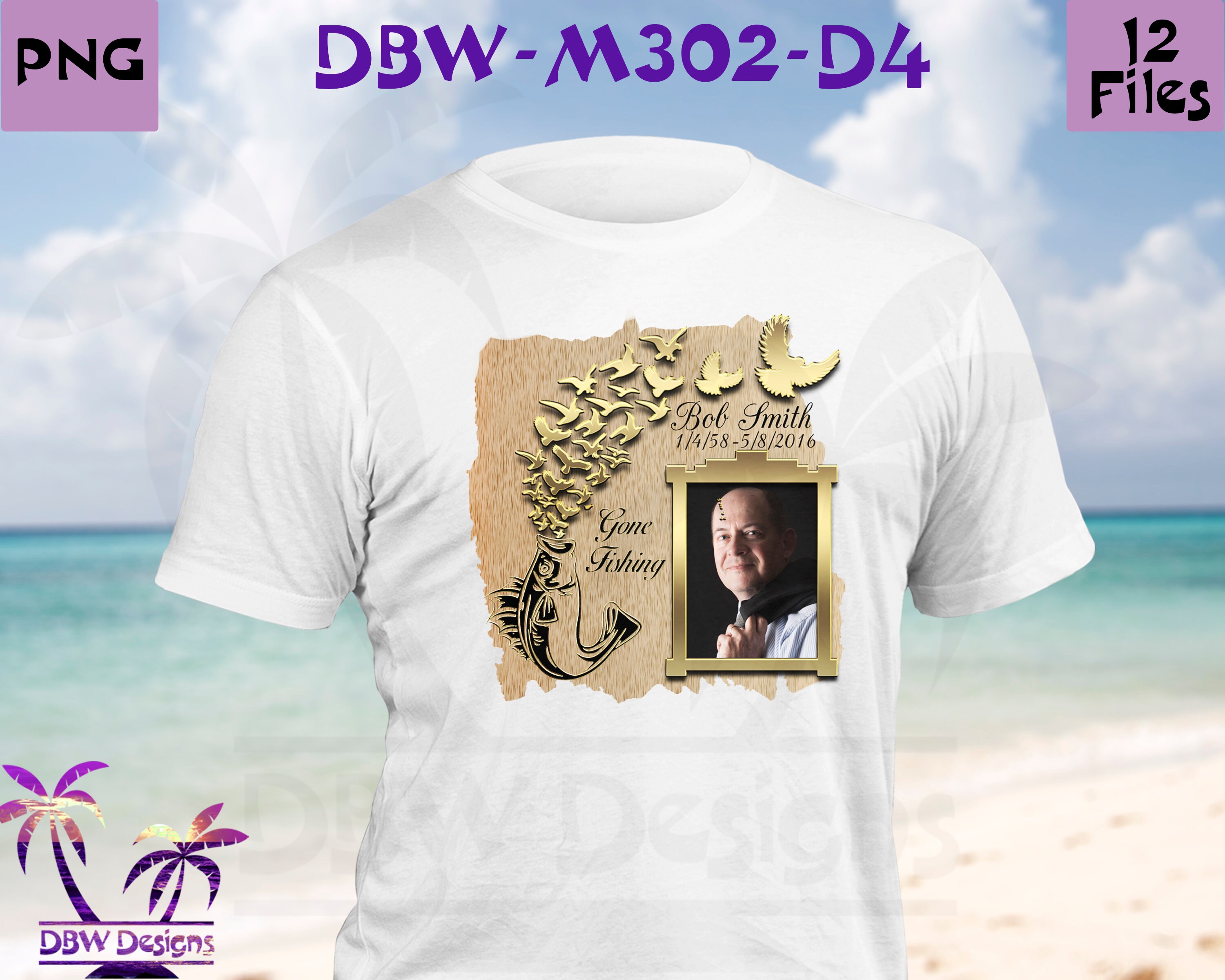 Bass Fish Memorial digital design Set 12 Photo templates | Etsy