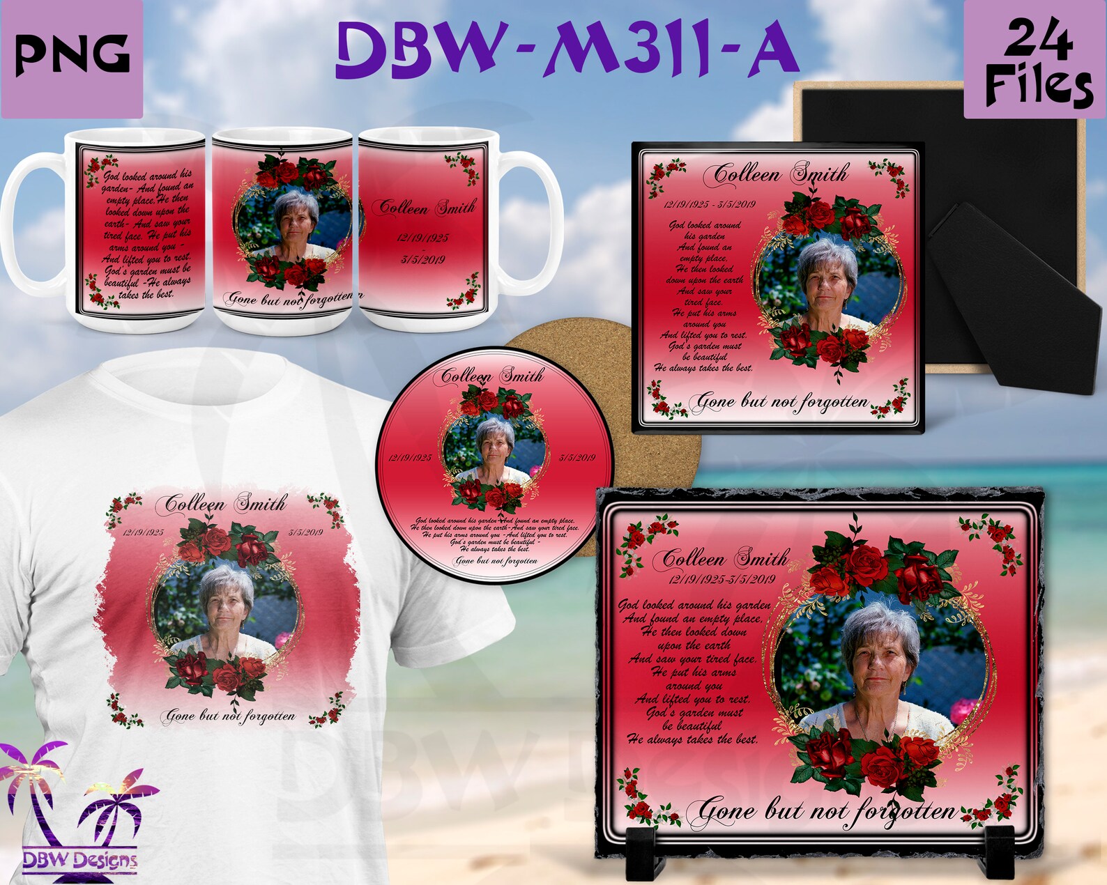 Red Roses Memorial Photo Template Digital Download MEGA SET 24 - Etsy