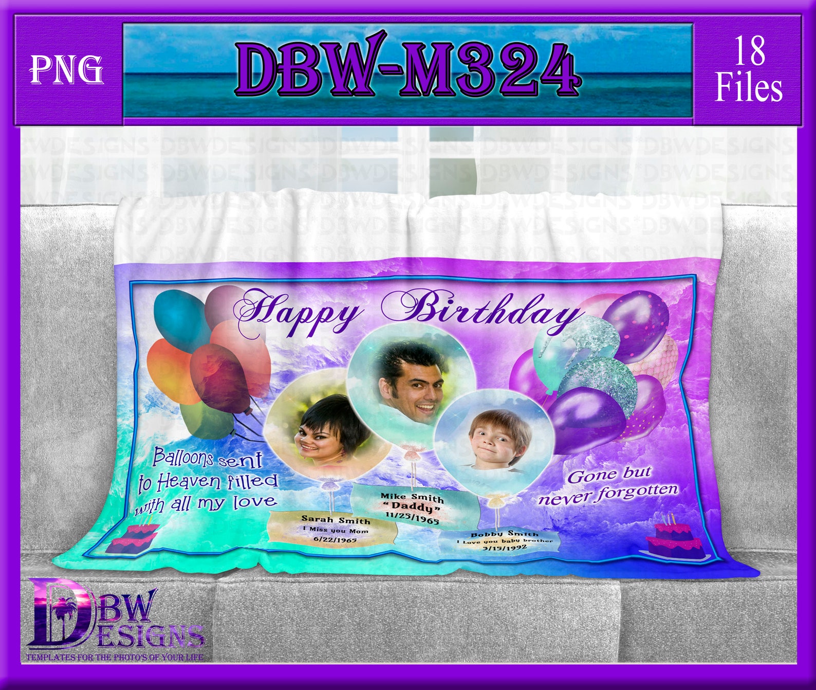 Birthday in Heaven Balloons sent to heaven memorial design | Etsy