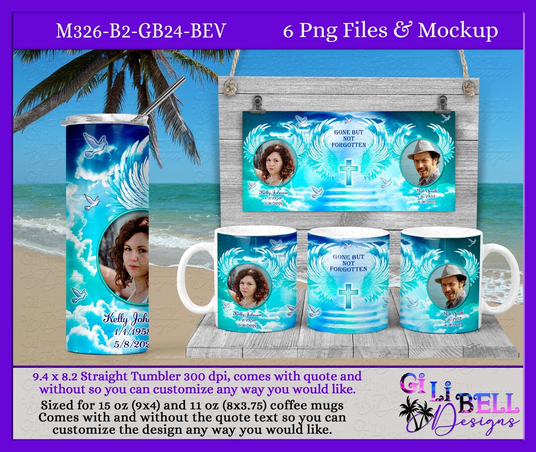 Angel Wings Memorial Sublimation DIGITAL Design PNG for Tumblers & Mugs ...