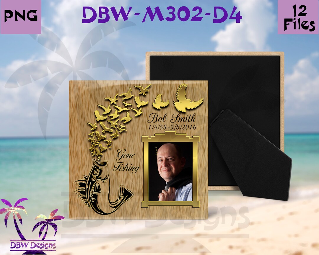 Bass Fish Memorial Digital Design Set 12 Photo Templates Birds Gold ...