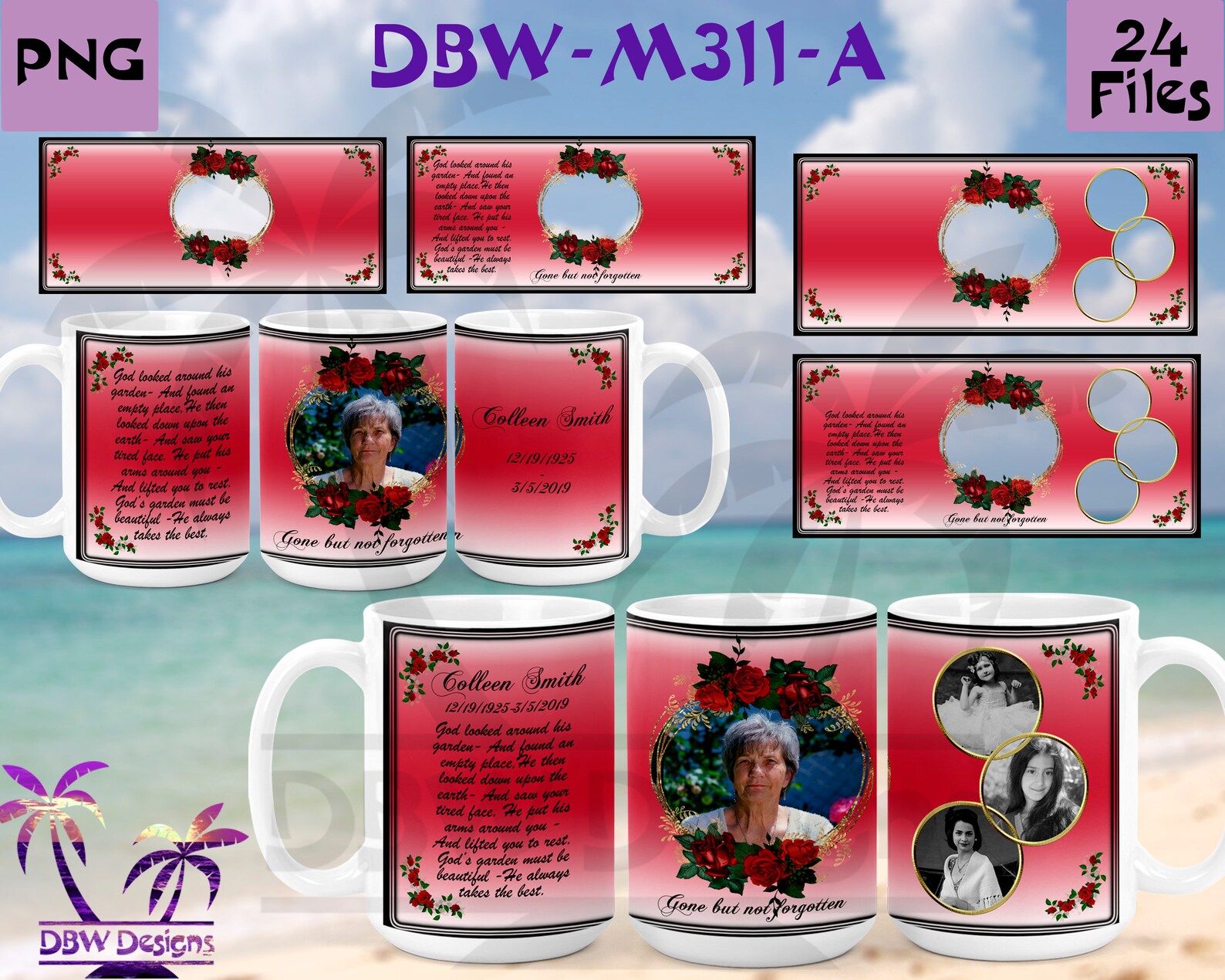 Red Roses Memorial Photo Template Digital Download MEGA SET 24 - Etsy