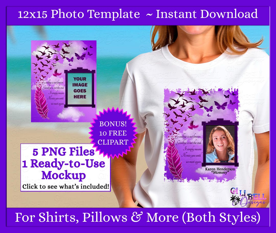 Goodbye is Not Forever Memorial Photo Template PNG Purple Doves ...
