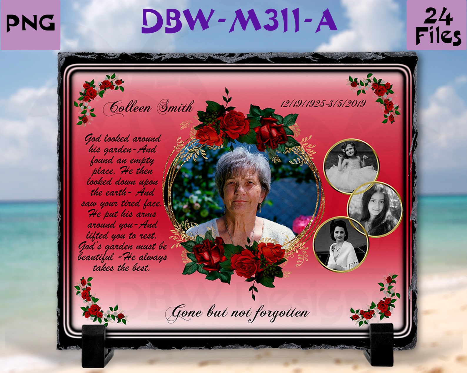Red Roses Memorial Photo Template Digital Download MEGA SET 24 - Etsy