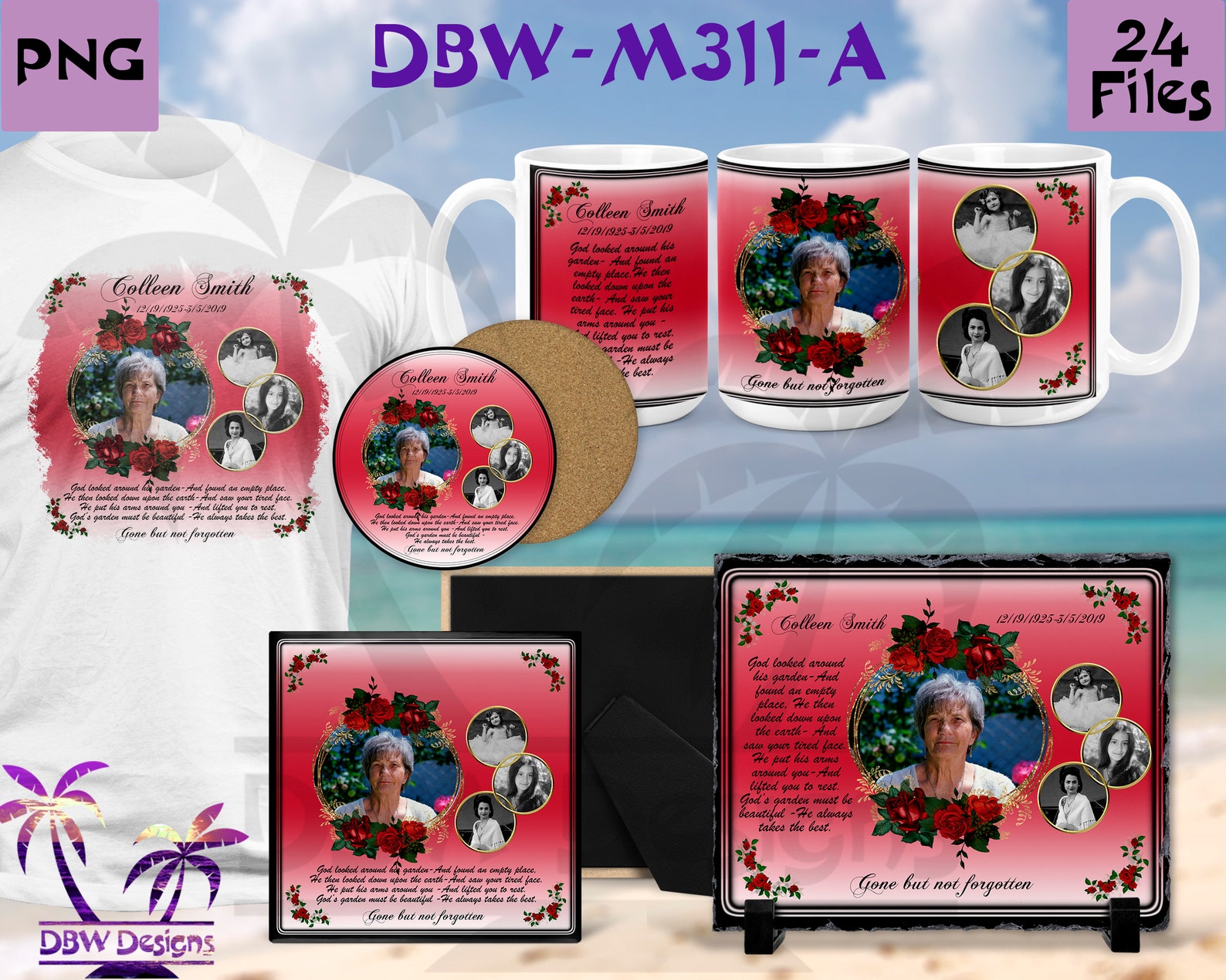 Red Roses Memorial Photo Template Digital Download MEGA SET 24 - Etsy