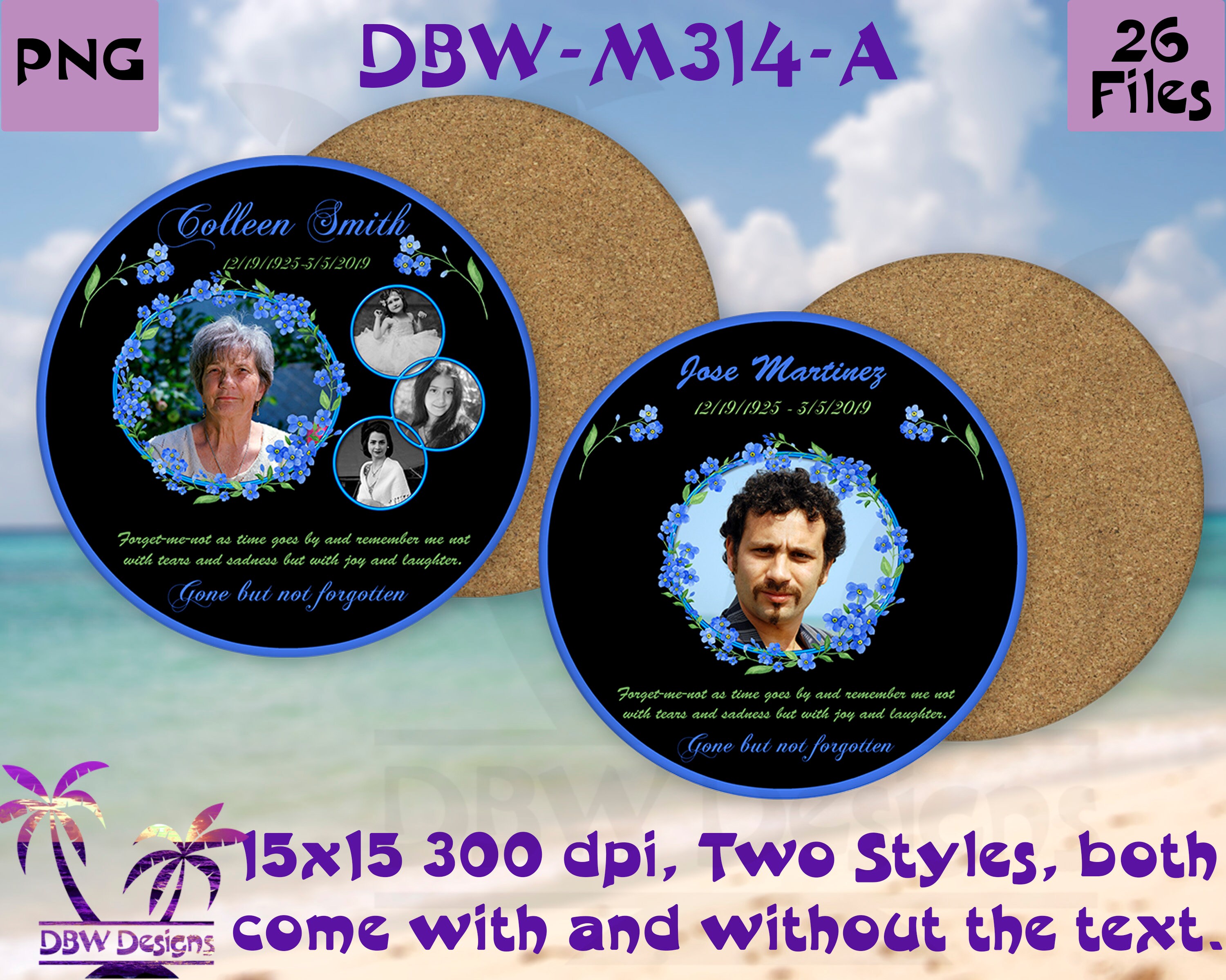 Forget Me Not Memorial Photo Template Digital Download MEGA | Etsy