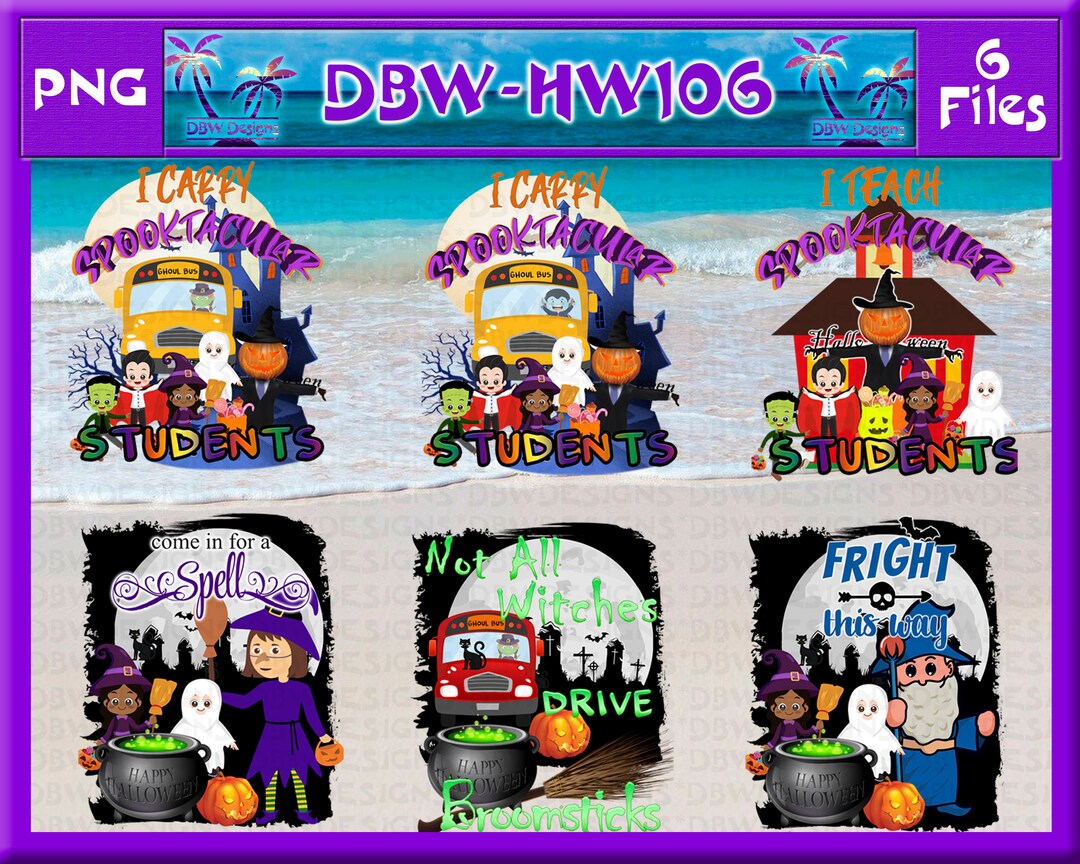 Halloween Witchy Fun School Bus Teacher Wizard Digital Download Designs ...