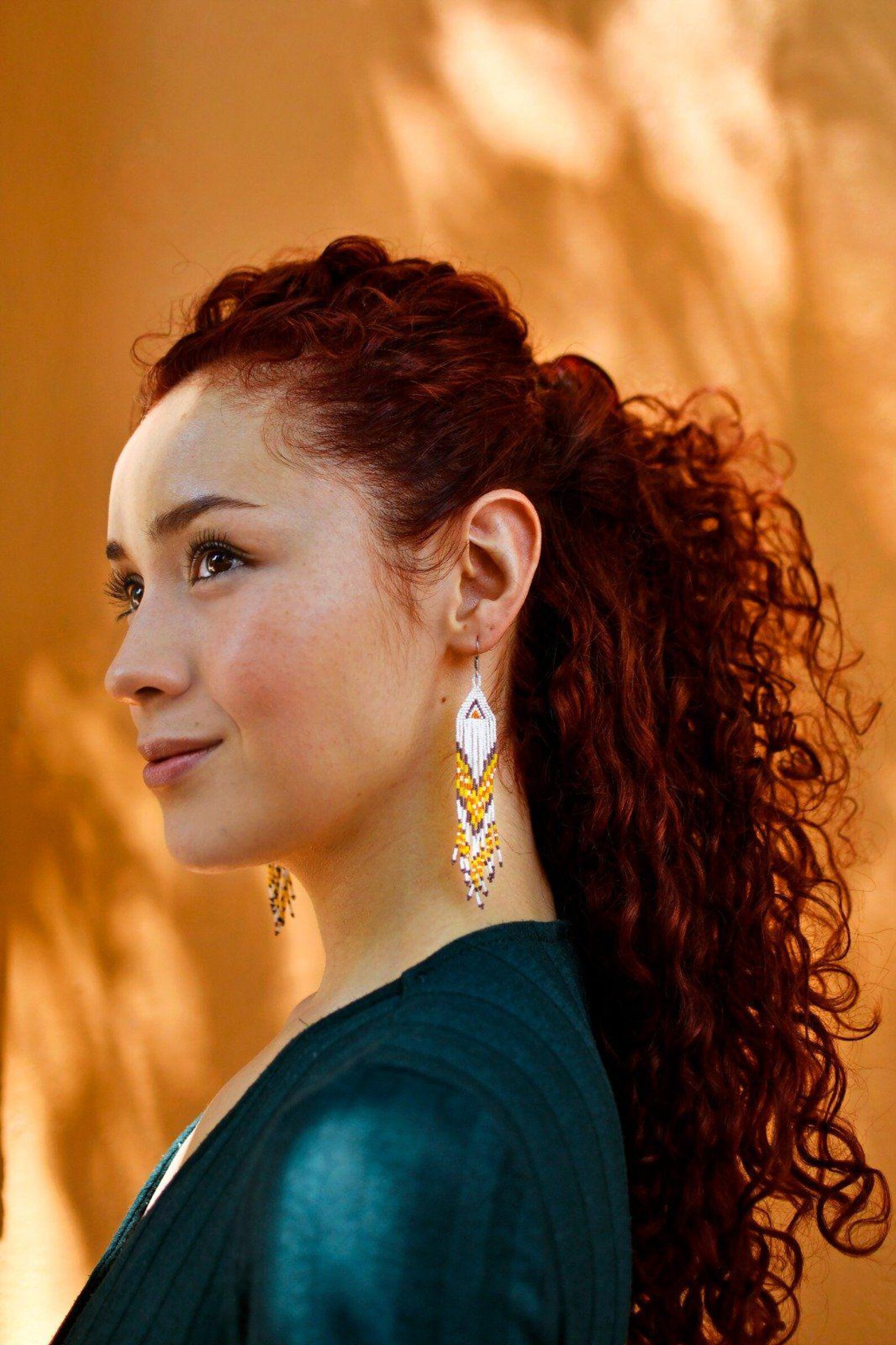 Red Hawktail - Versatile Native Beaded Earrings With Traditional Flair - Handmade by Mexican ...