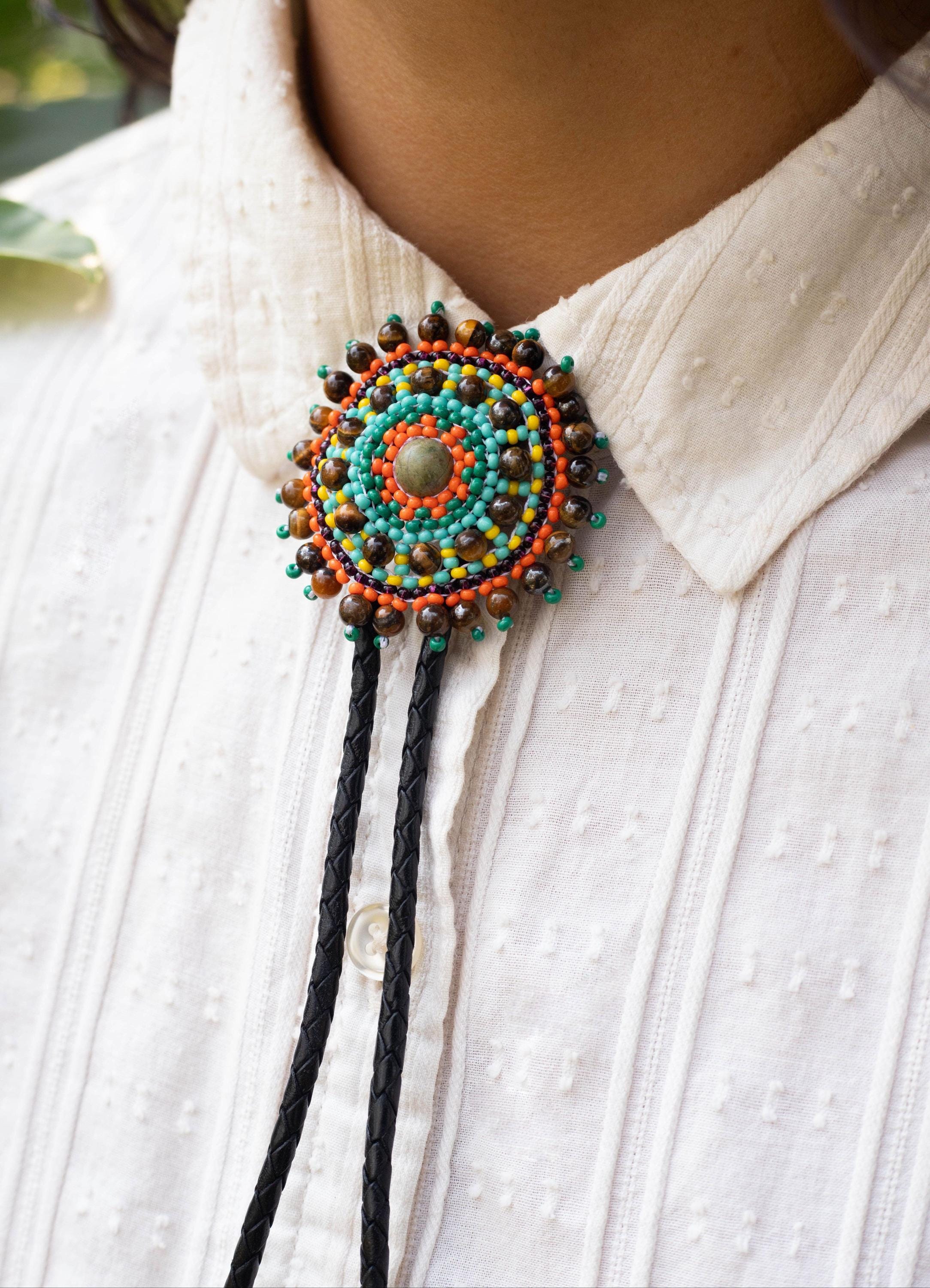 Cattle Kai - Native Beaded Bolo Tie - Handmade by Huichol Artisans ...
