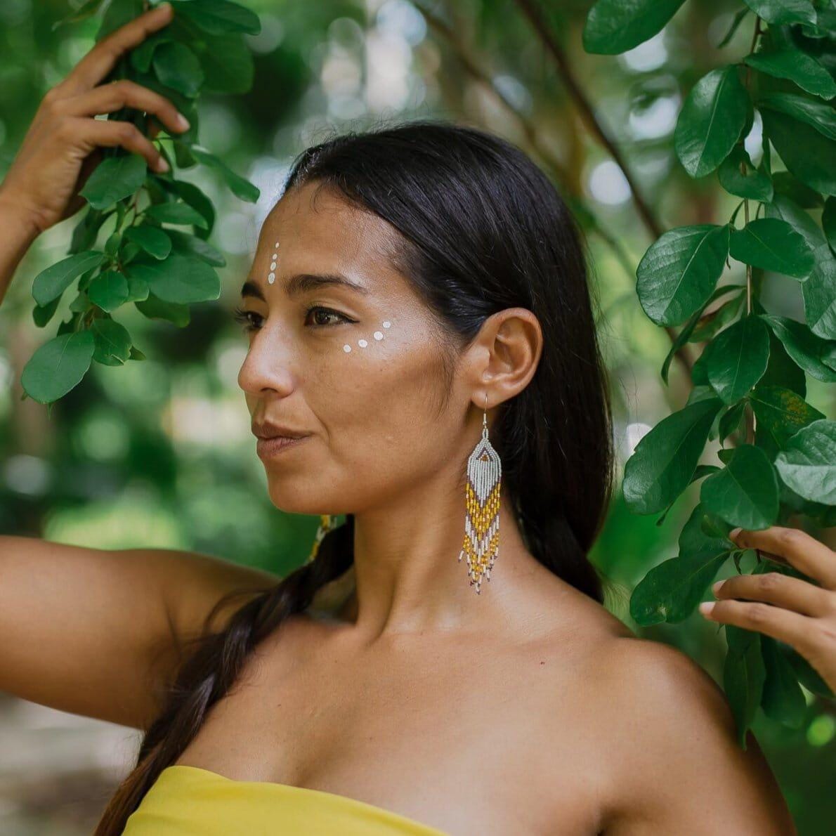 Red Hawktail - Versatile Native Beaded Earrings With Traditional Flair - Handmade by Mexican ...