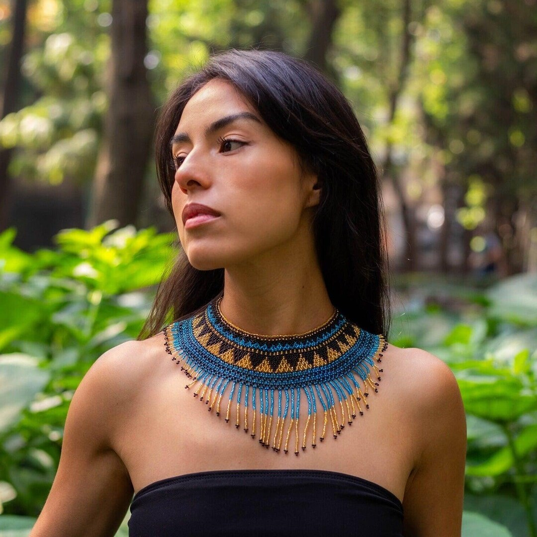 Cleopatra - Beaded Choker With Indigenous-inspired Design - Handmade by Mexican Artisans ...