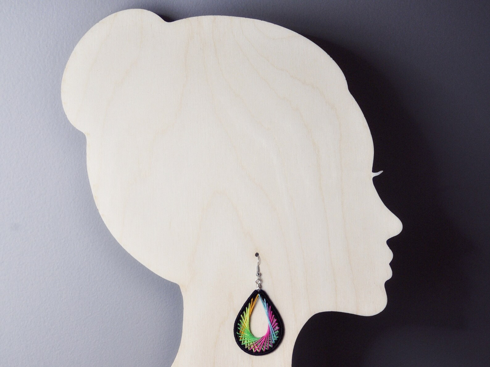 Rainbow String Art Earrings, Handmade Crochet Earrings, Lightweight ...