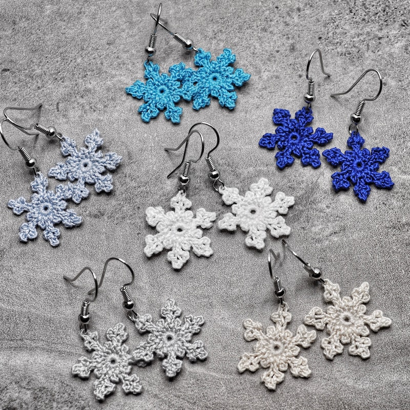 Crochet Snowflake Earrings - Etsy