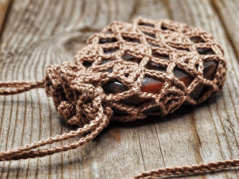 Crystal Pouch Necklace Interchangeable Stone Holder Crochet - Etsy