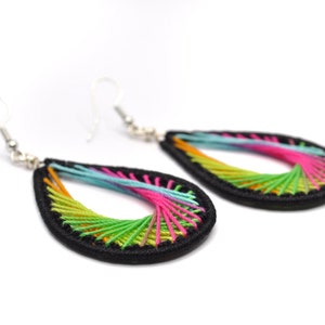 Rainbow String Art Earrings, Handmade Crochet Earrings, Lightweight ...