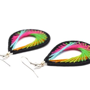 Rainbow String Art Earrings, Handmade Crochet Earrings, Lightweight ...