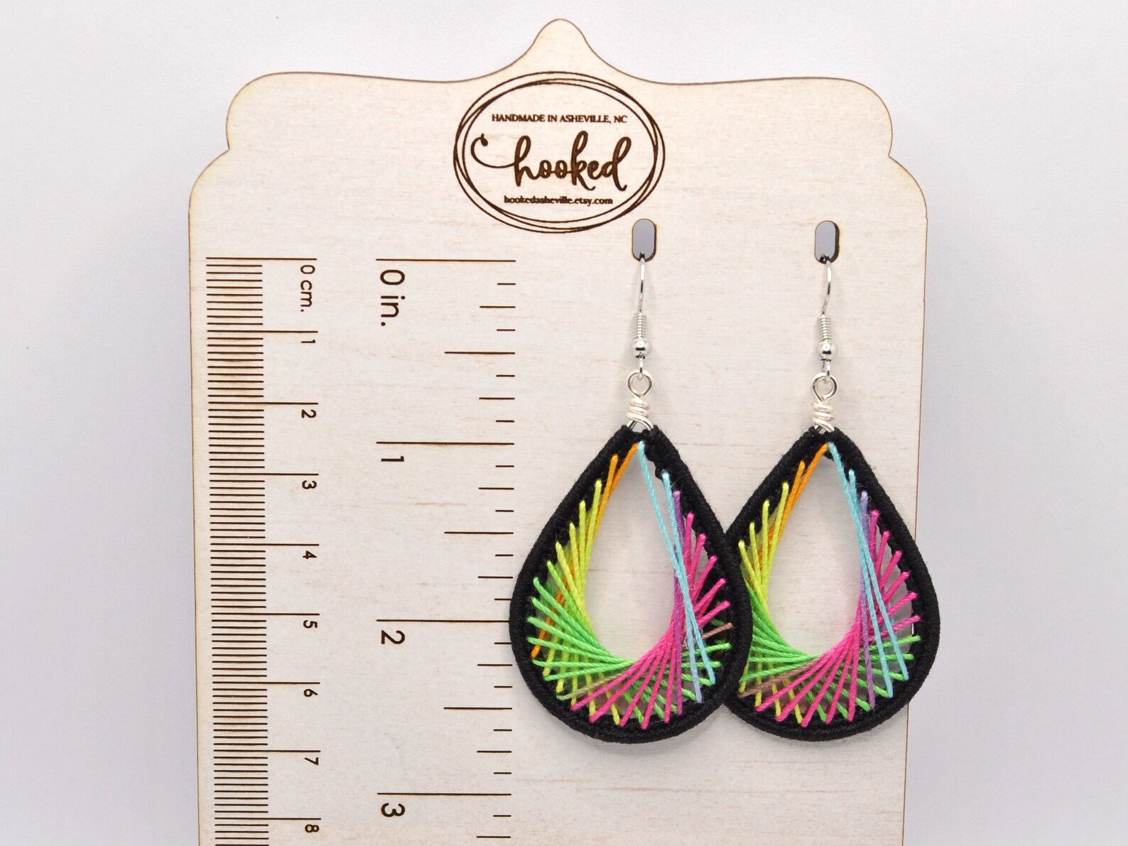 Rainbow String Art Earrings, Handmade Crochet Earrings, Lightweight ...