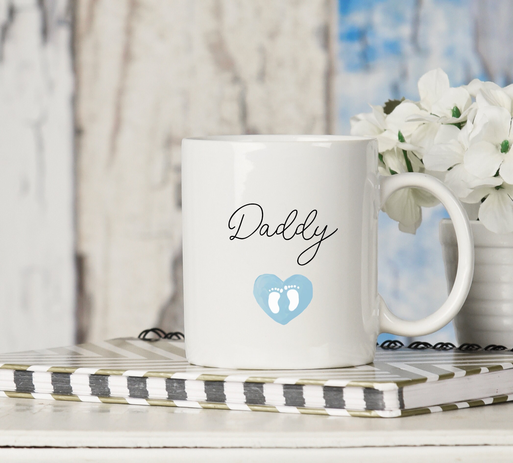 Mummy and Daddy Baby Footprint Mug Set, Baby Shower Gift, Parents to Be ...