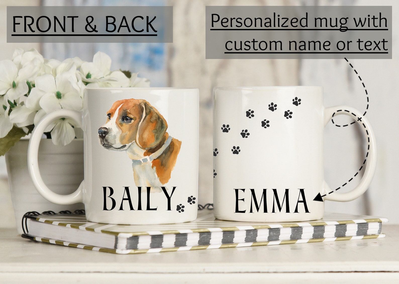 Custom Beagle Mug With Beagle Mom's Name and Puppy's Name. Beagle Mum ...
