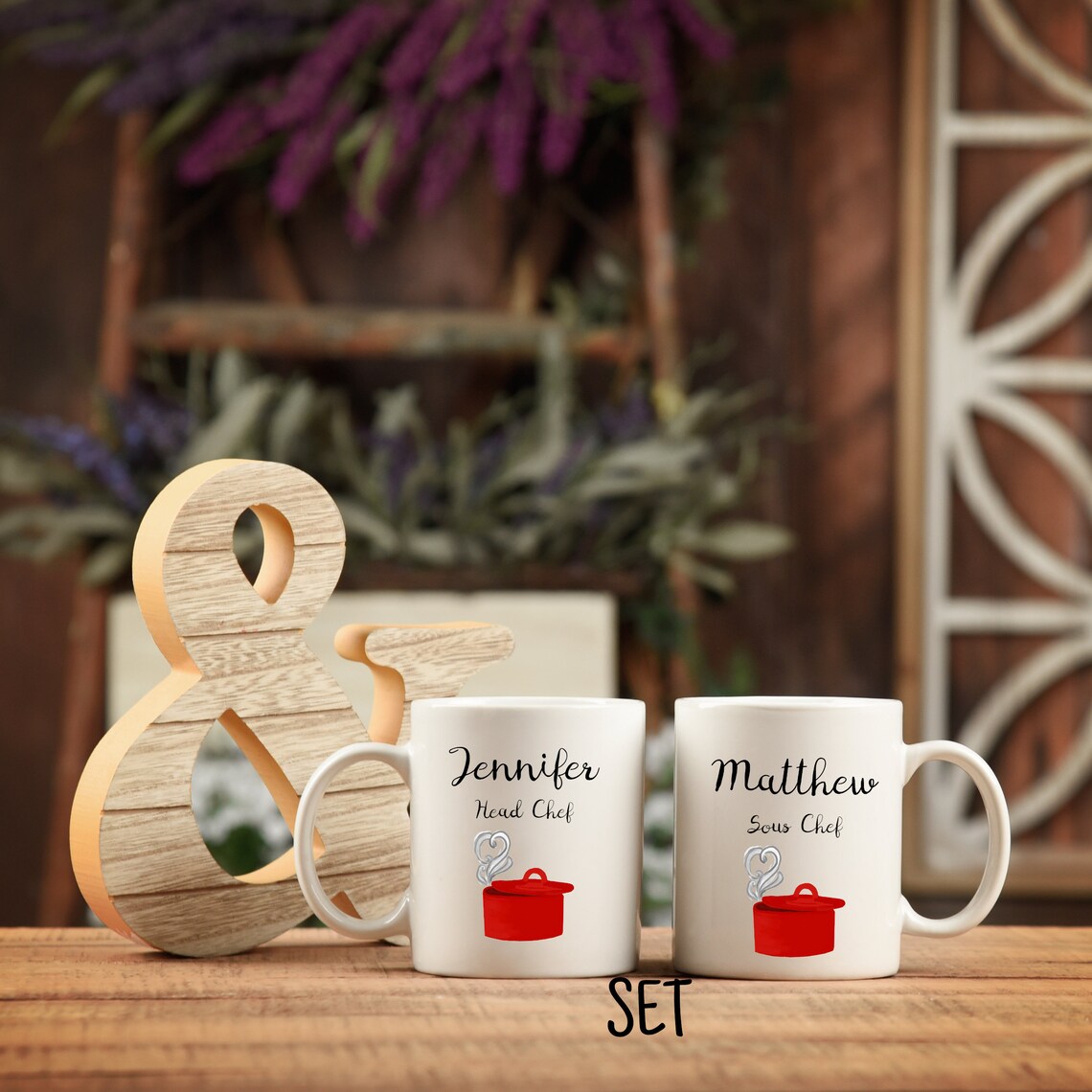 Custom Head Chef and Sous Chef Mug SET Personalized Couple | Etsy