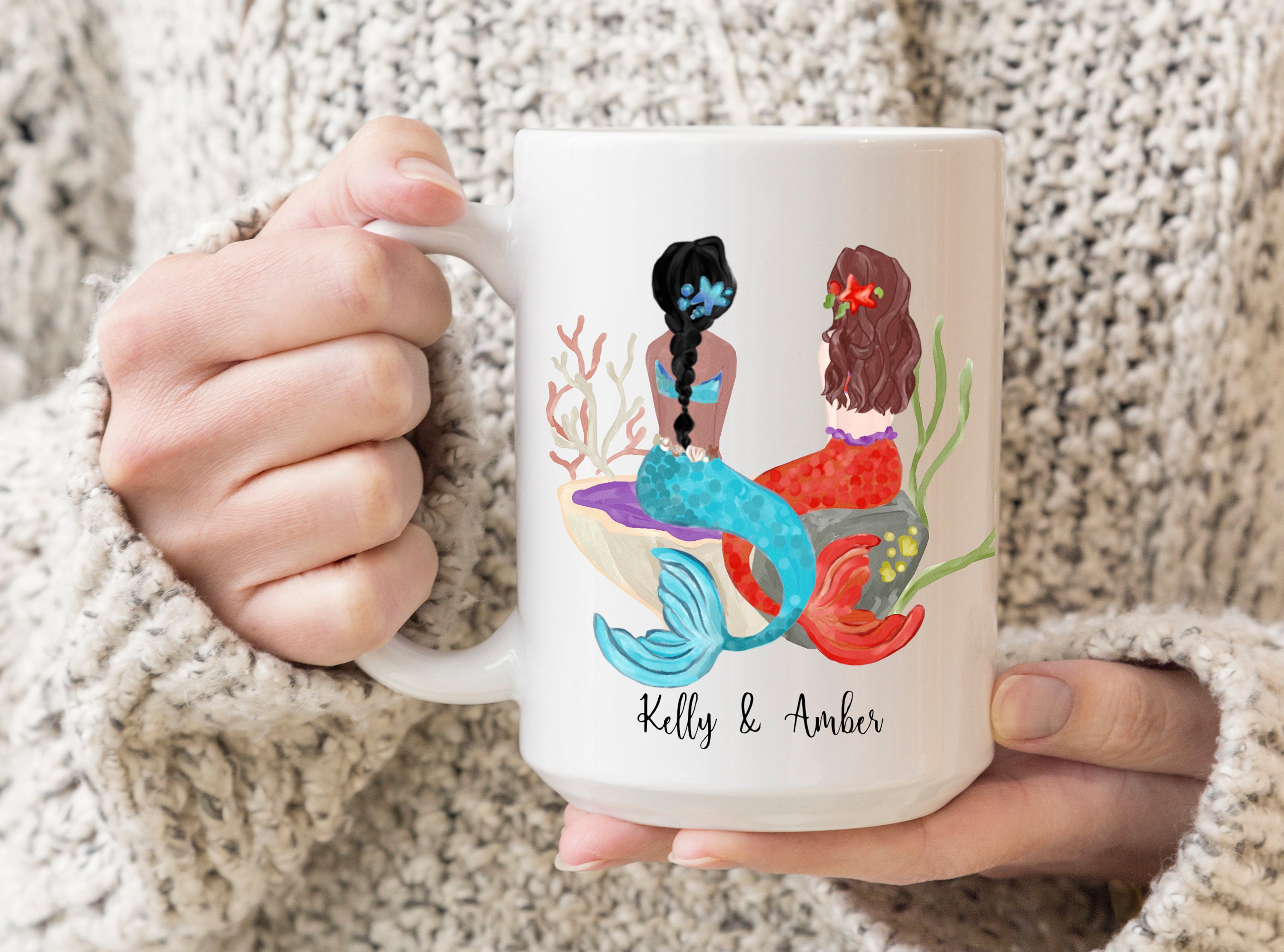 Custom Mermaid Mug Pick Your Hair Mug Personalized Coffee | Etsy