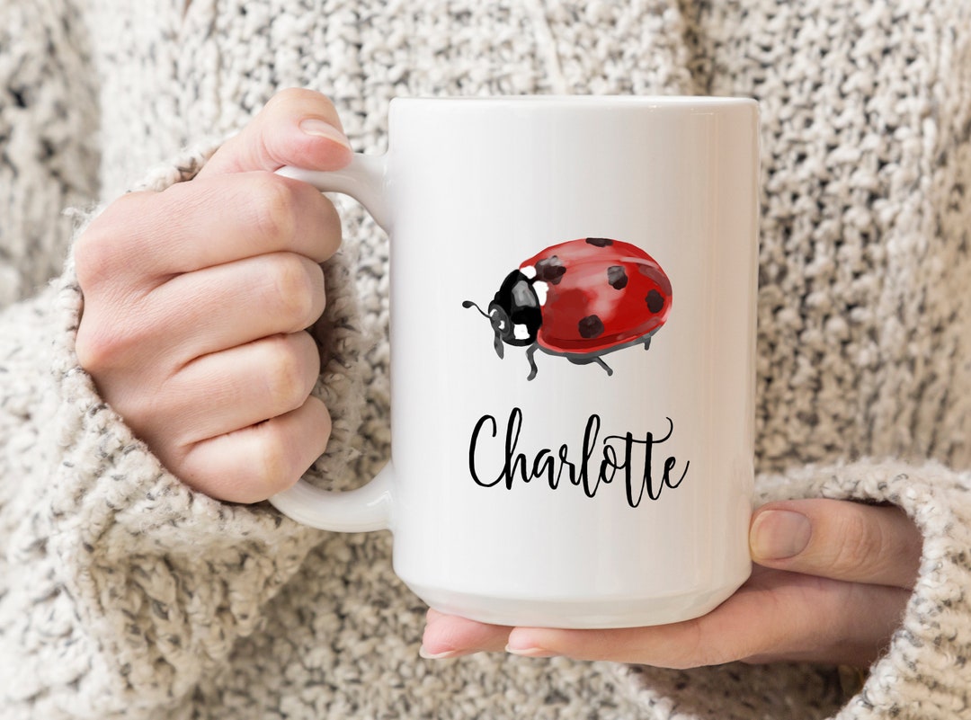 Ladybug Mug With Custom Name, Ladybug Gift, Personalized Ladybug Coffee ...