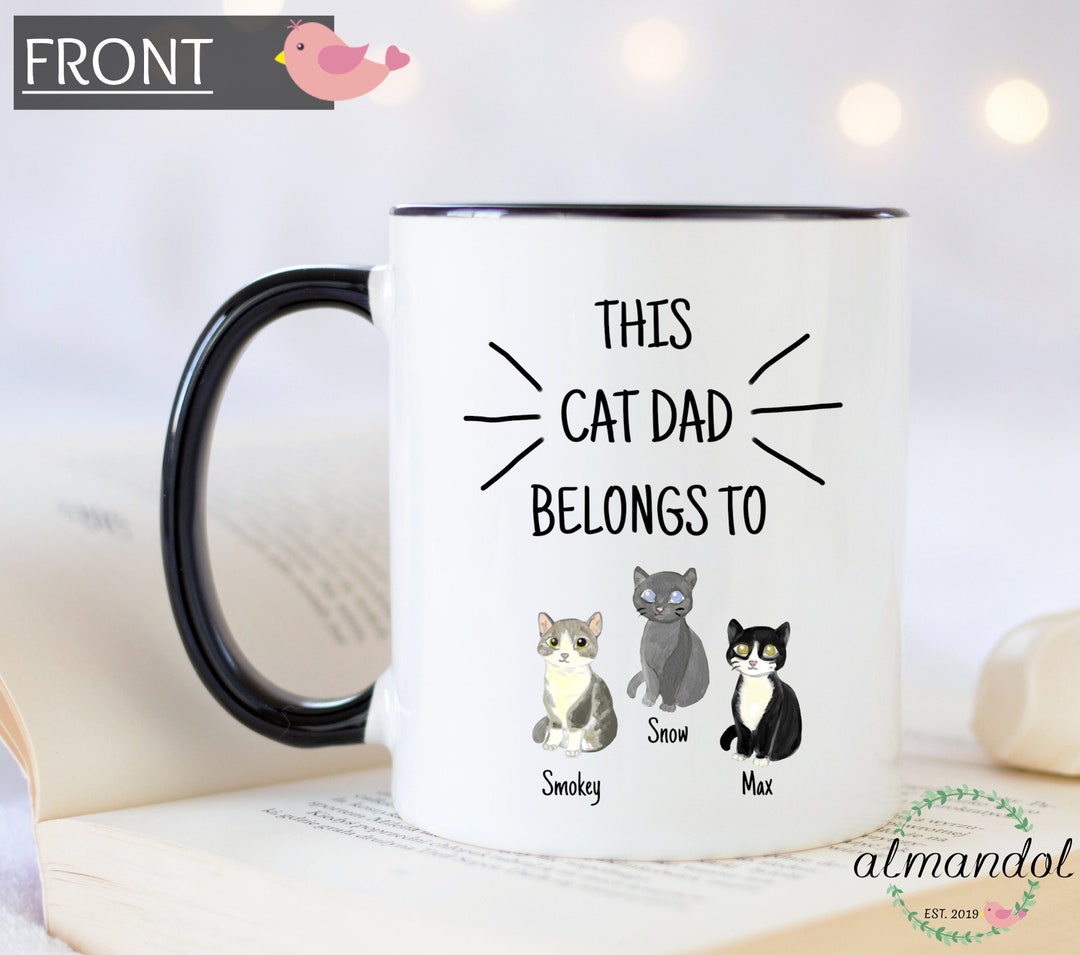 Cat Dad Gift, Custom Cat Mug, Cute Birthday Gift, Cat Lover Mug, Cat ...
