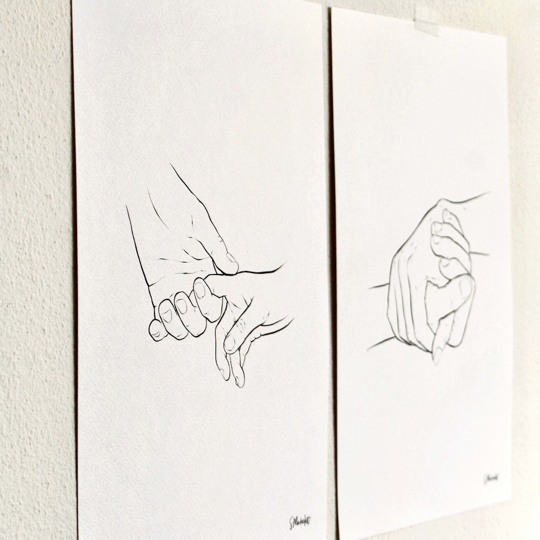 Hand Series 004 A4 Size Minimalist Hand Art Print Handmade Print by ...
