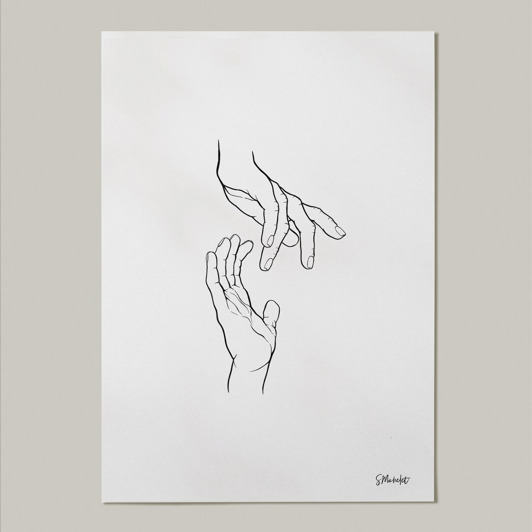 Hand Series 002 A4 Size Minimalist Hand Art Print Handmade by Studio ...