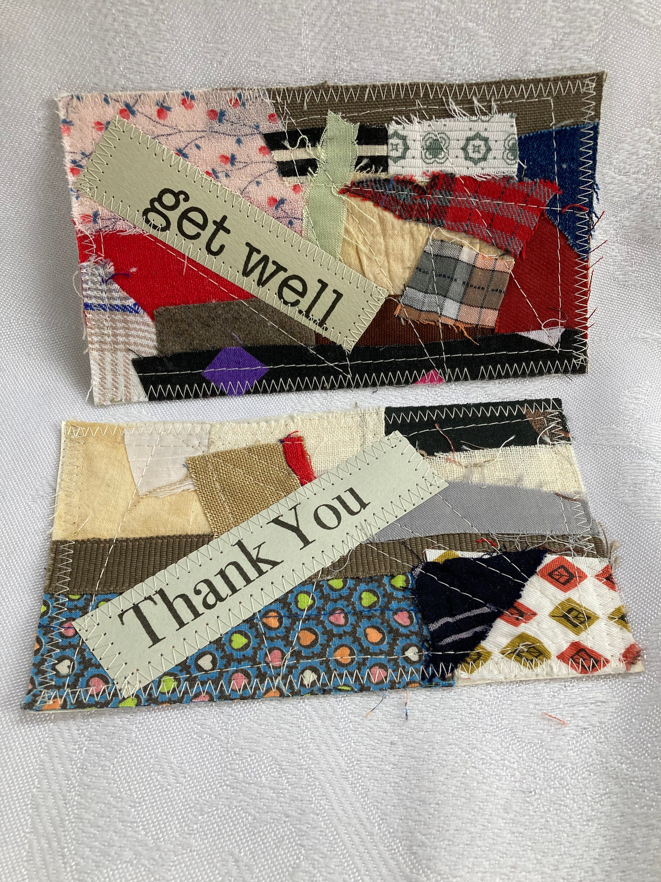 Handmade Patchwork Fabric Greeting Cards Set of 5 Cards Ooak - Etsy