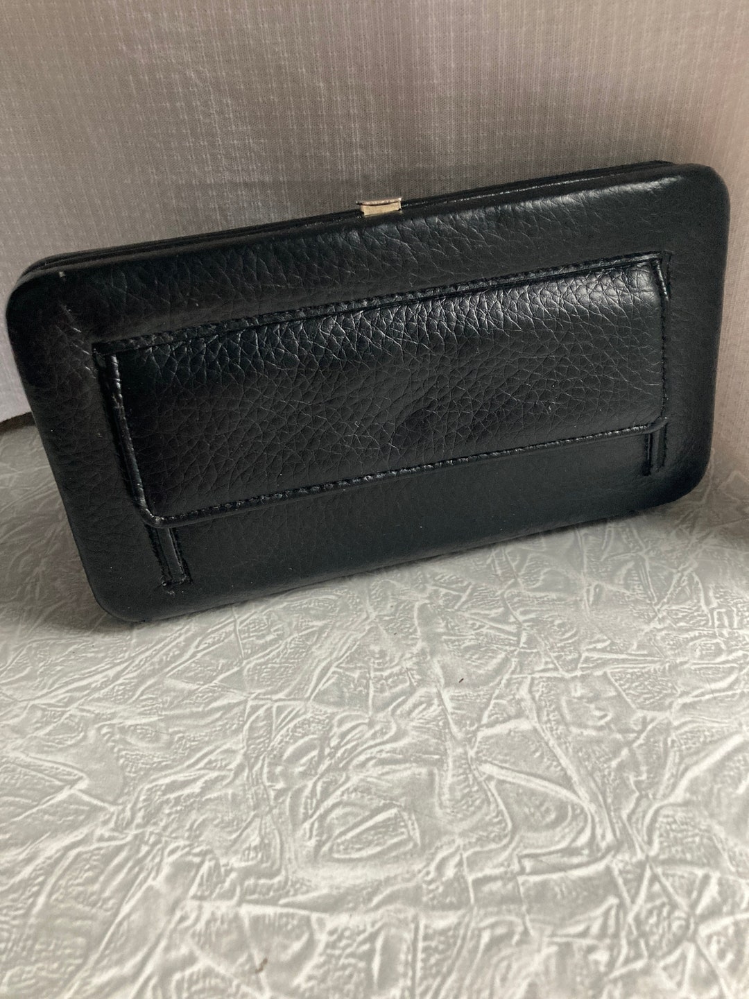 Vintage Clutch Wallet, Small Clutch, Faux Black Leather Clutch Wallet ...