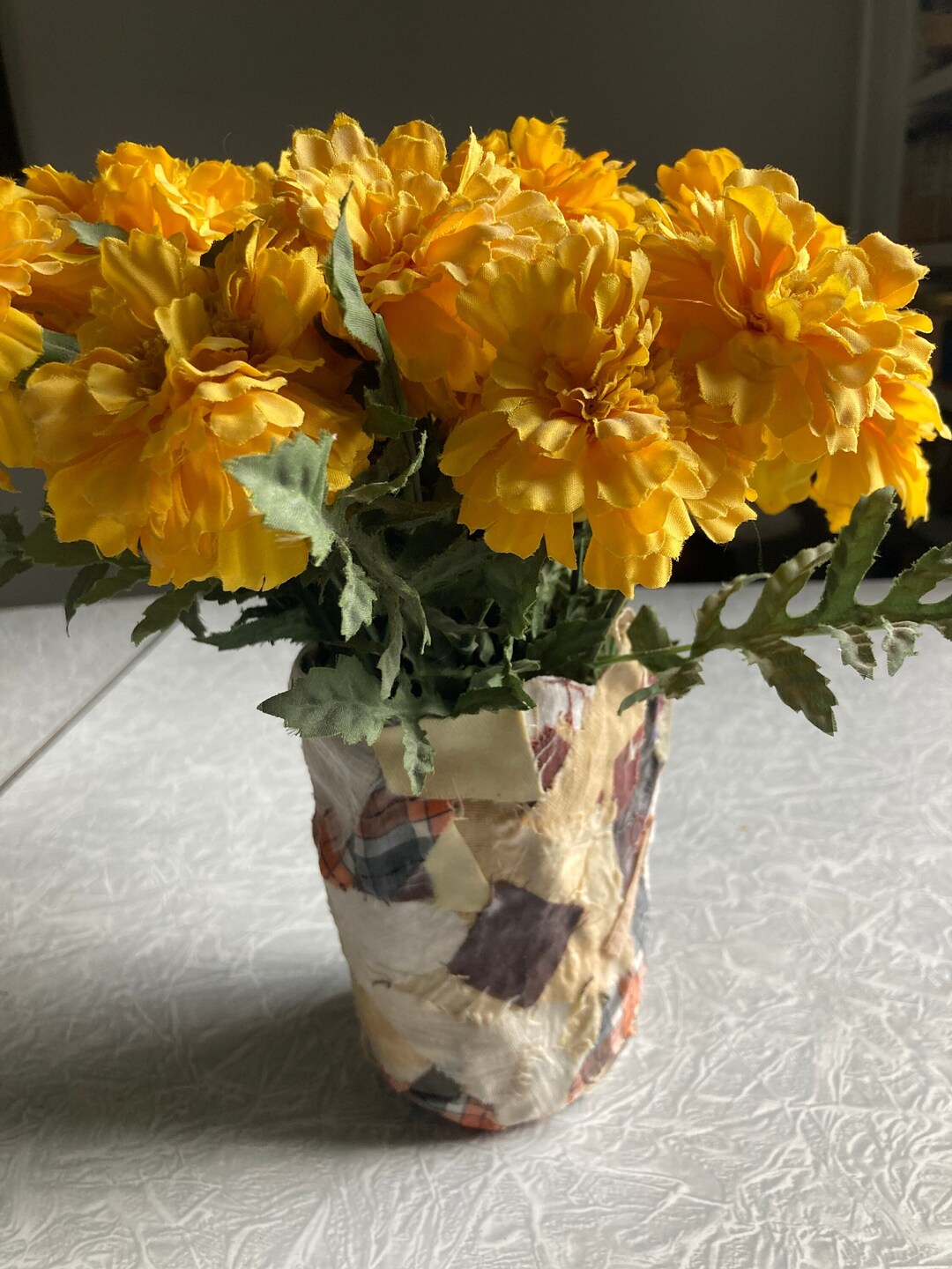 Handmade Fabric Vase, Textile Vase, Fabric Mache, Canning Jar Cover ...