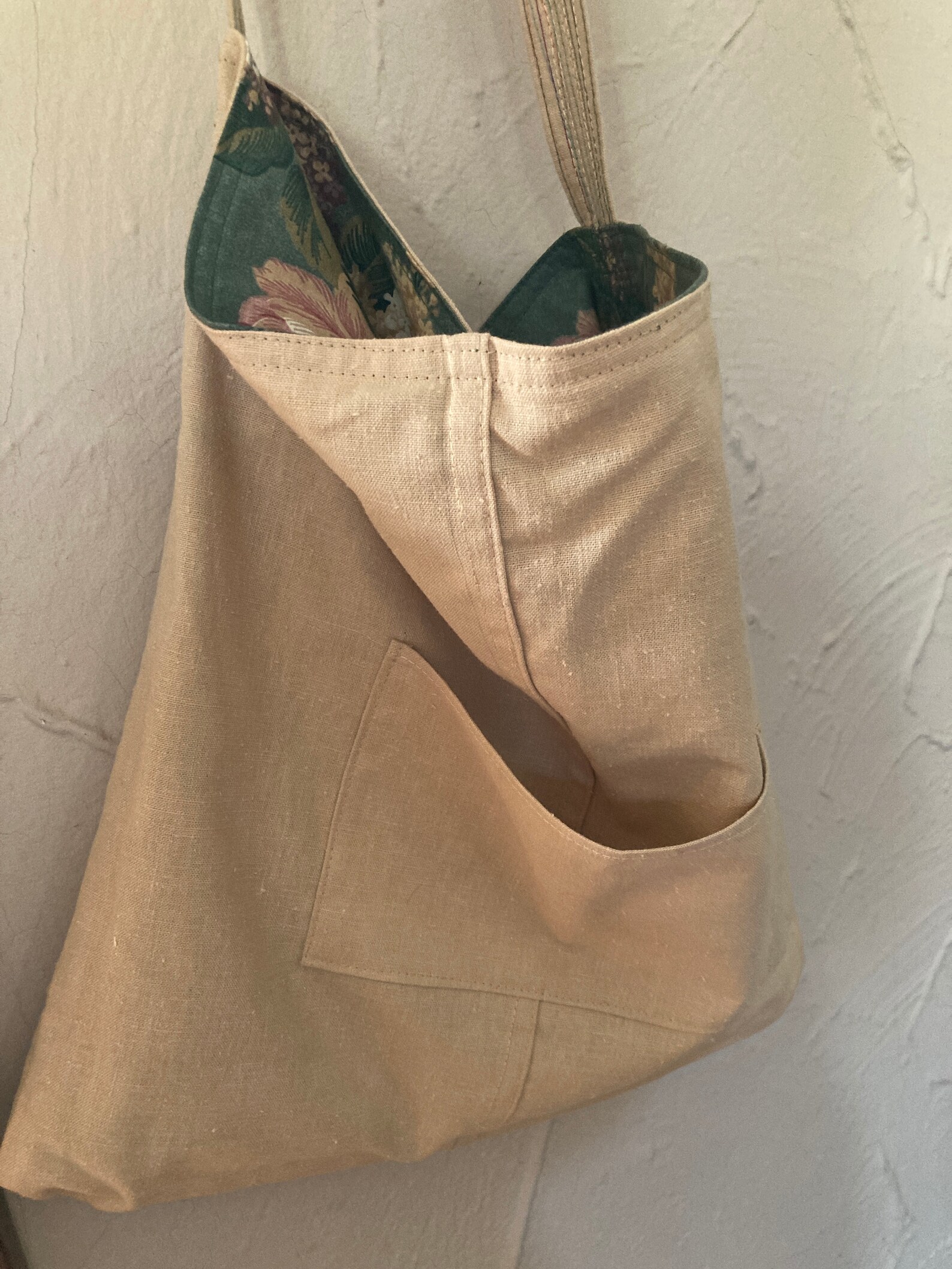 Slouchy Fabric Handmade Messenger Bag, Crossbody Bag, Reversible Bag ...