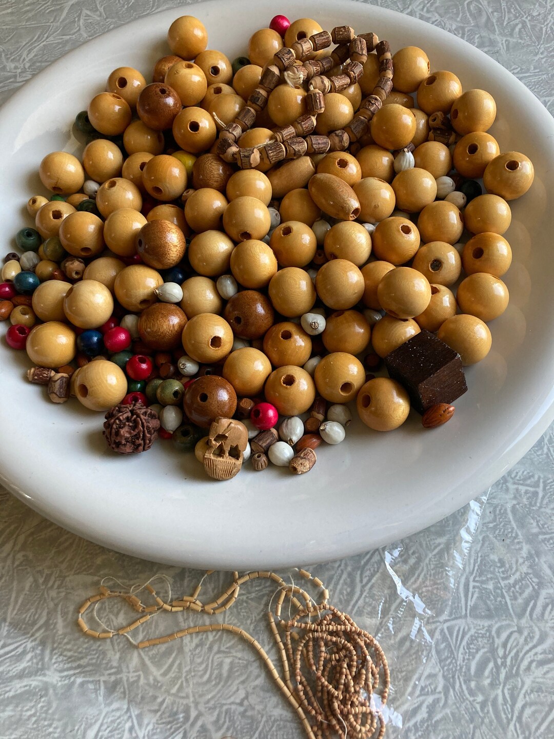Wooden Bead Lot, Vintage Beads, Assorted Wood Beads, Free Shipping ...