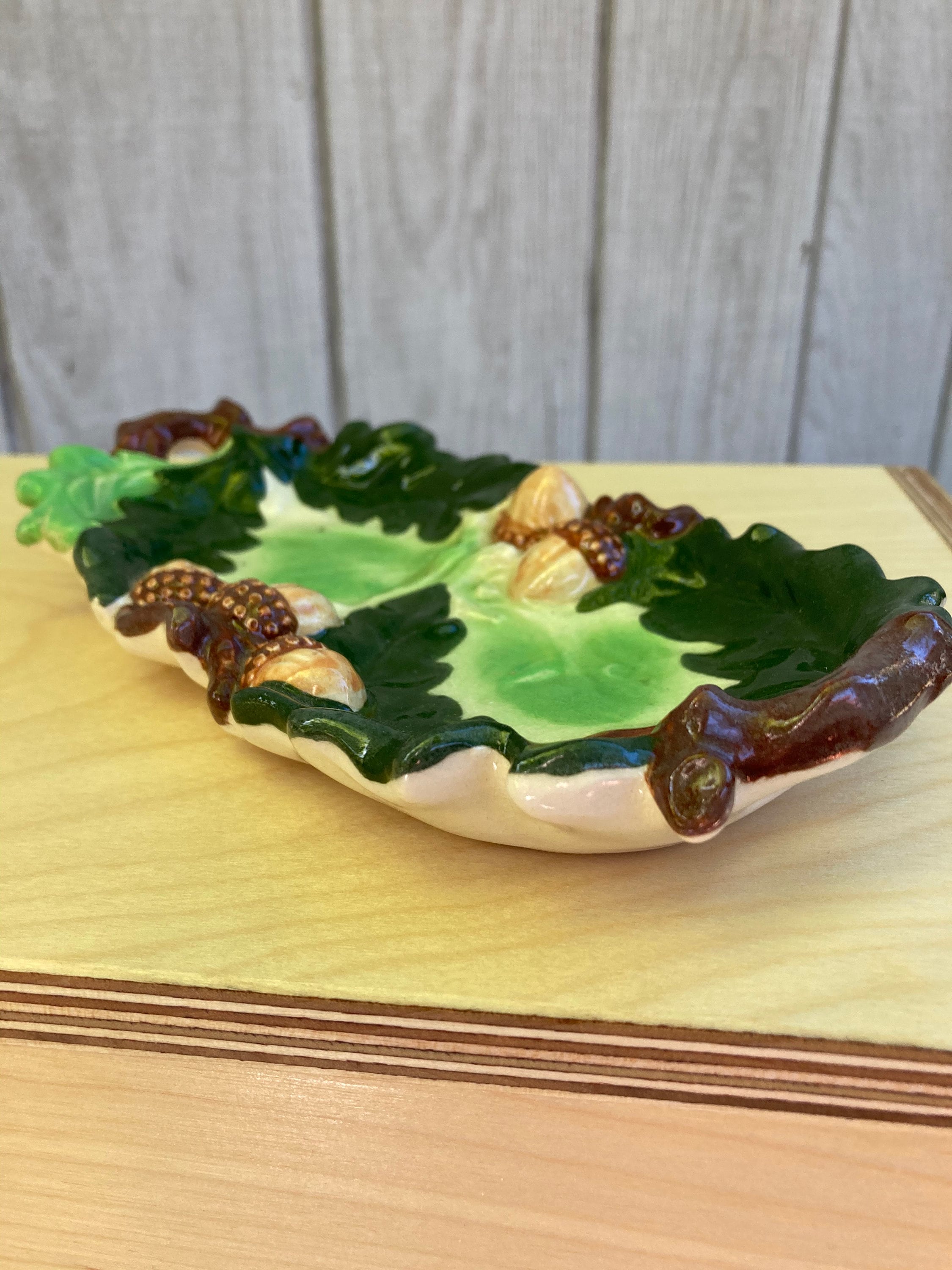 Vintage acorn & oak ceramic tray, spoon rest, made in Japan, free ...