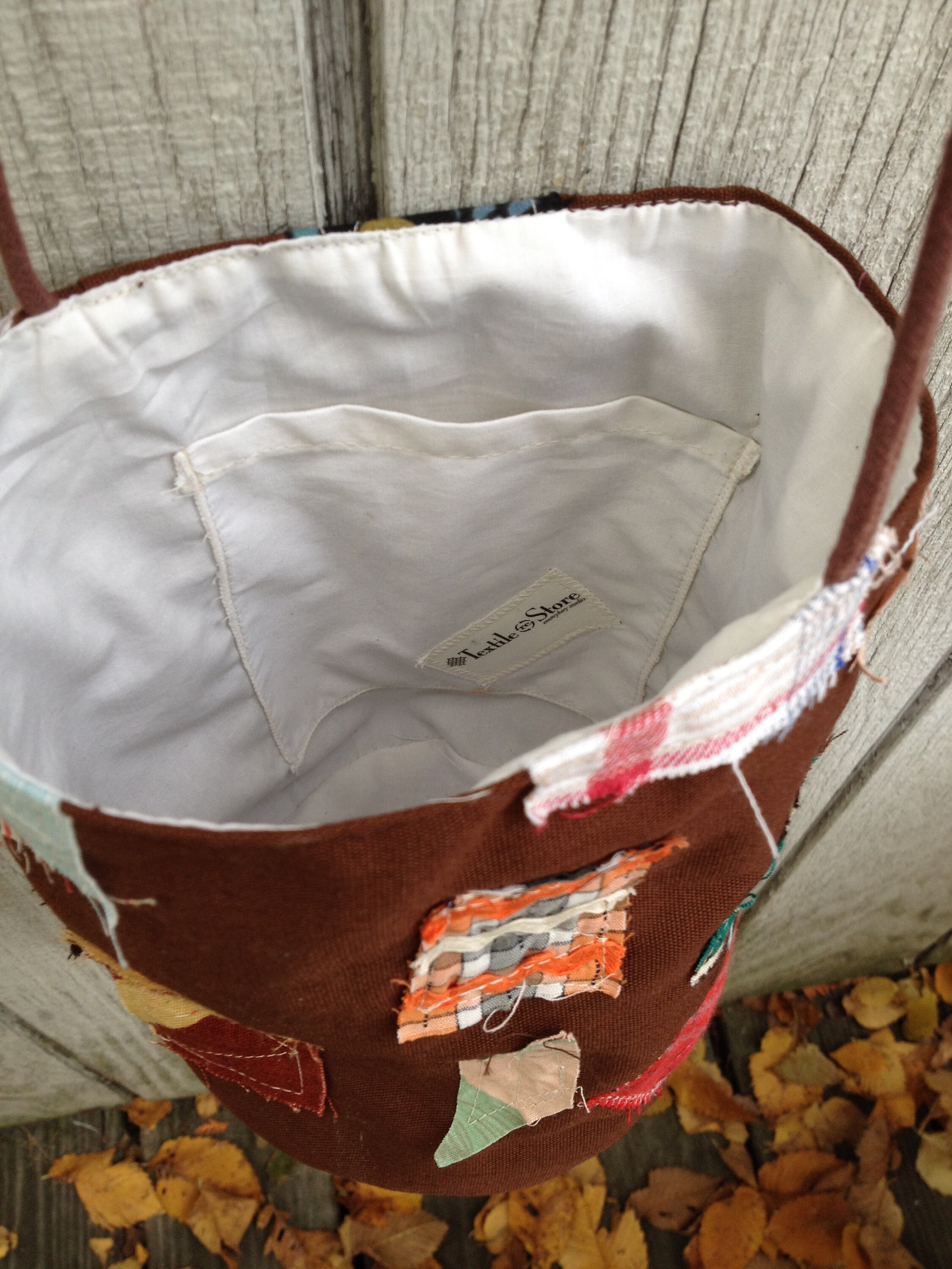 Round Bucket Bag, Cross Body Bag, Fabric Patchwork Handbag, One of a ...