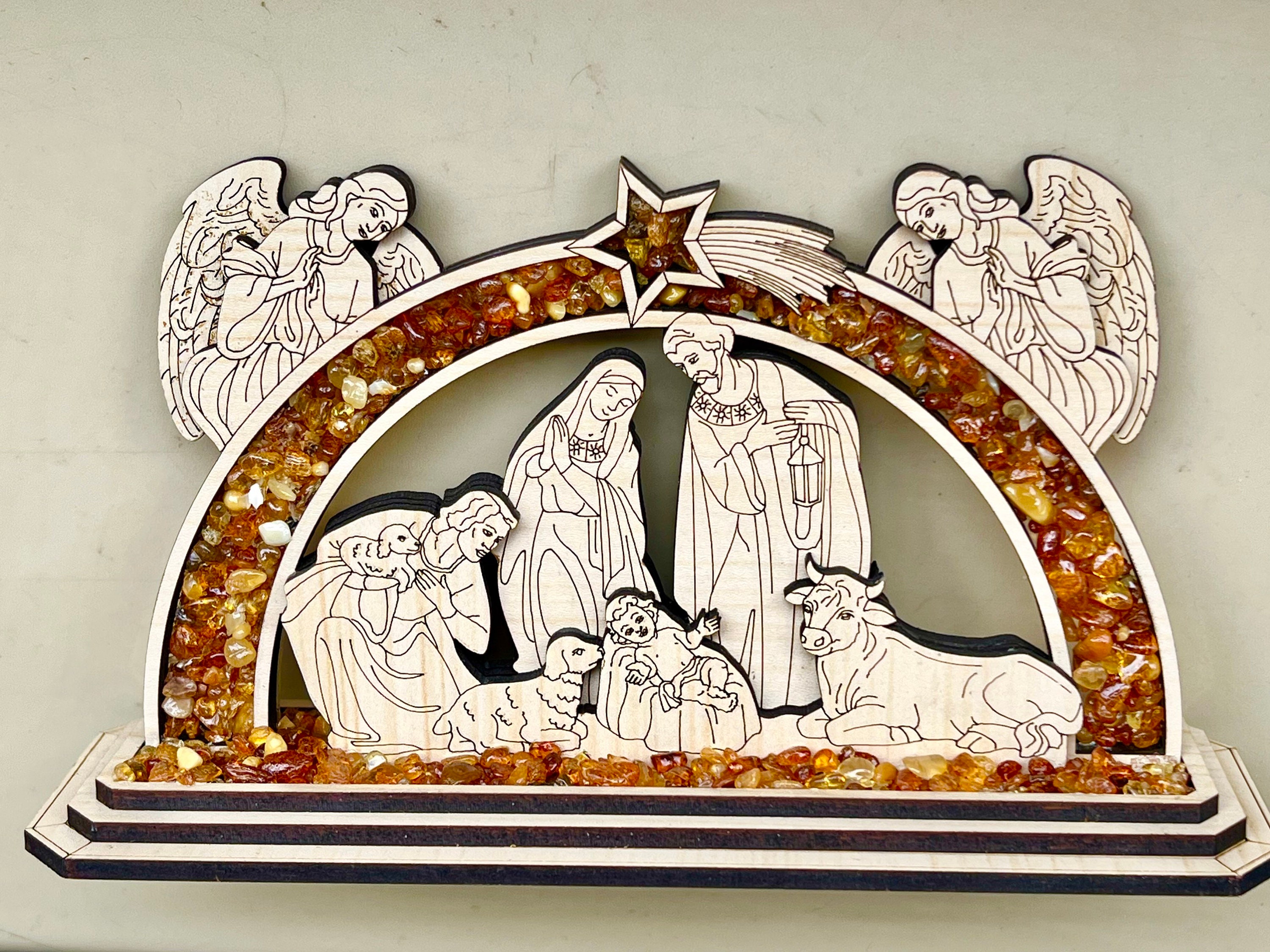 Wood and Amber Nativity Play - Etsy