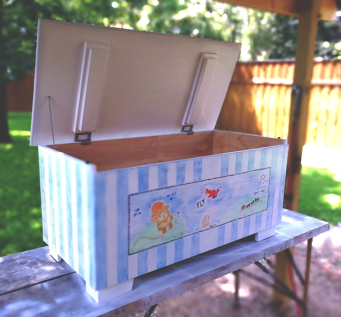 Young Traveler Blue Toy Storage Chest | Etsy