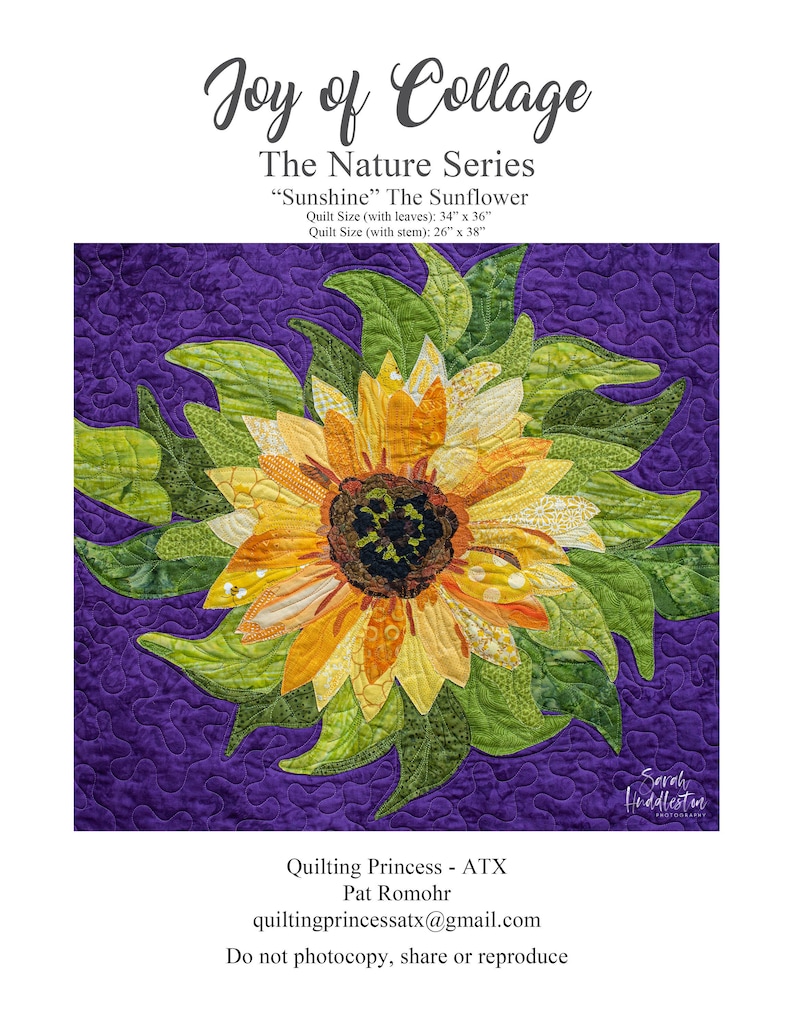 SUNSHINE THE SUNFLOWER - Joy of Collage Quilt Pattern - Etsy