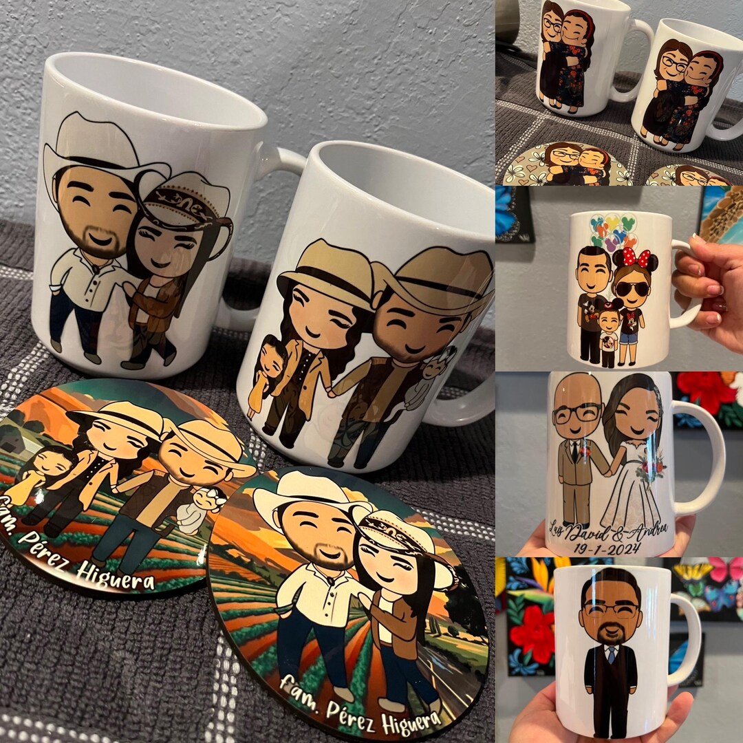 Custom Cartoon Mugs - Hand-drawn Digital Art - Etsy