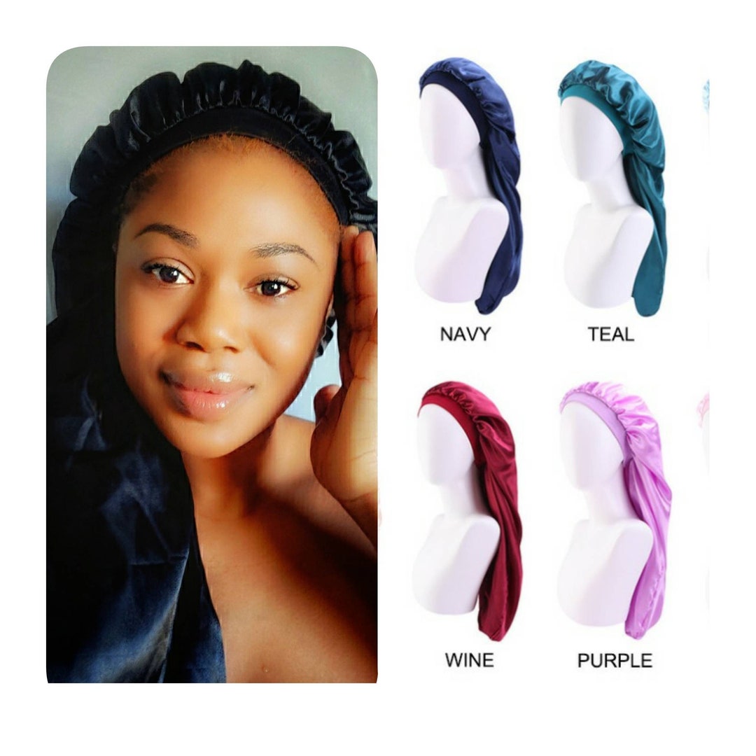 Satin Bonnett Sleep Cap Silky Reversible Bonnet for Dreadlocks Braids ...