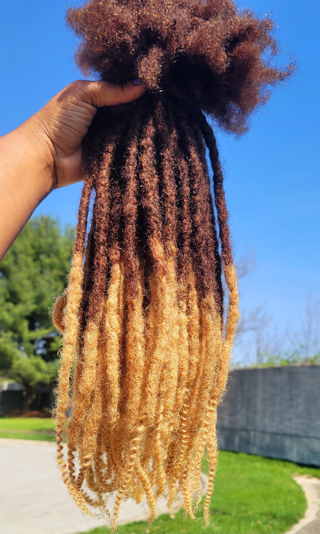 Curly Tip Human Hair Dreadlock Extensions, Interlocked Locs (10/bundle ...