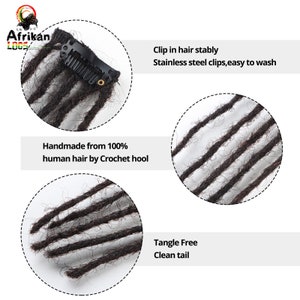 Handmade Human Hair Loc Extensions, 0.2cm Microlocs, Clip-in (5 Locs ...