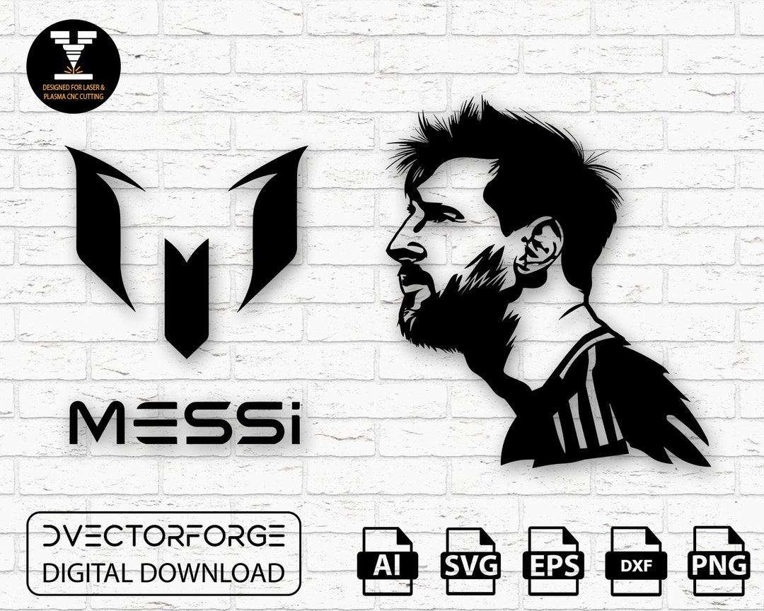 Vector Cut Ready Messi Wall Art Silhouette Design, CNC File, Dxf, Svg ...