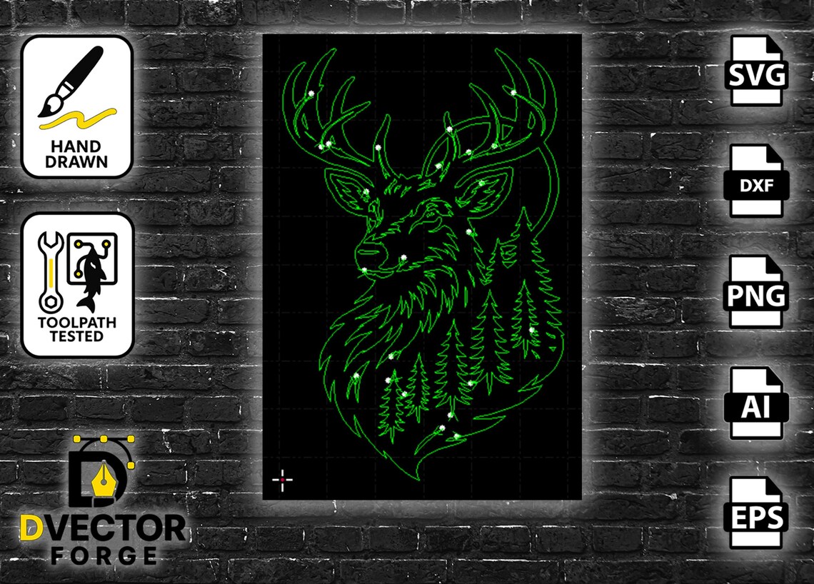 Deer Forest Vector CNC Project – CAD Design for Plasma or Laser Cutting ...