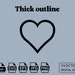 Simple Heart Instant Digital Download, Solid Heart, Thin Outline Heart ...